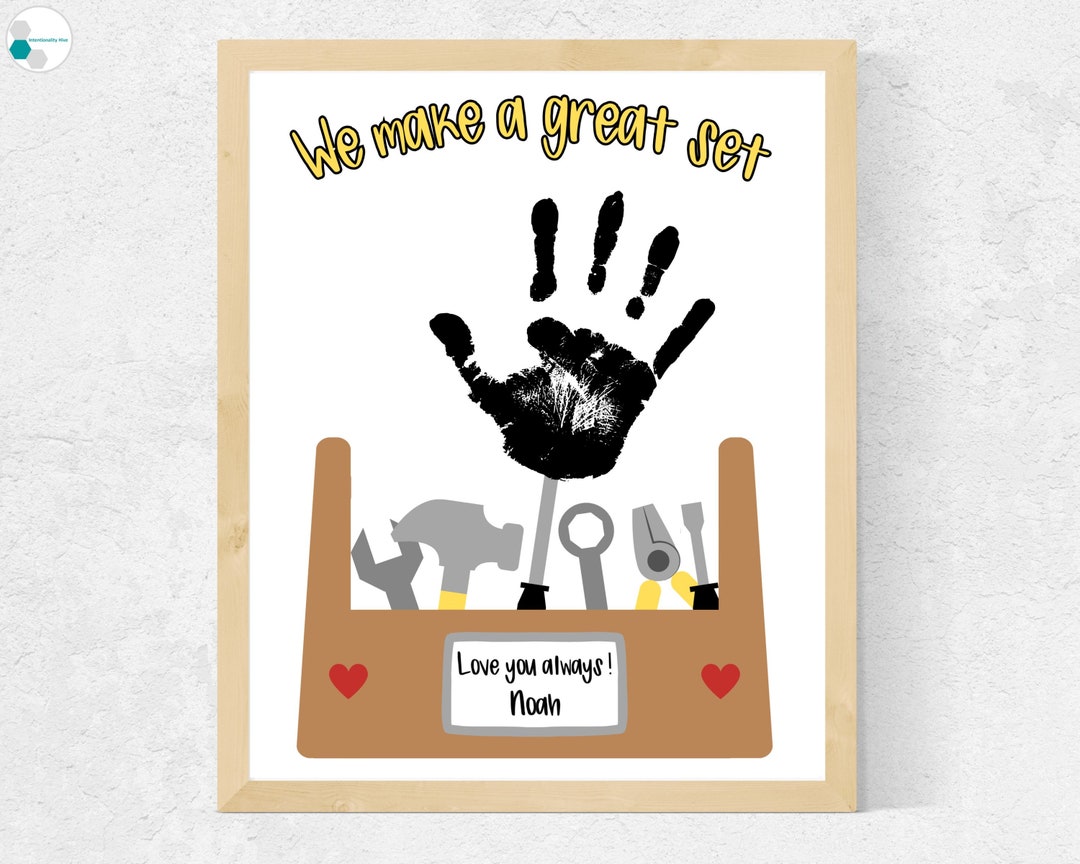 Tool Handprint Art Craft for Dad Papa Grandpa, Personalized Tool ...