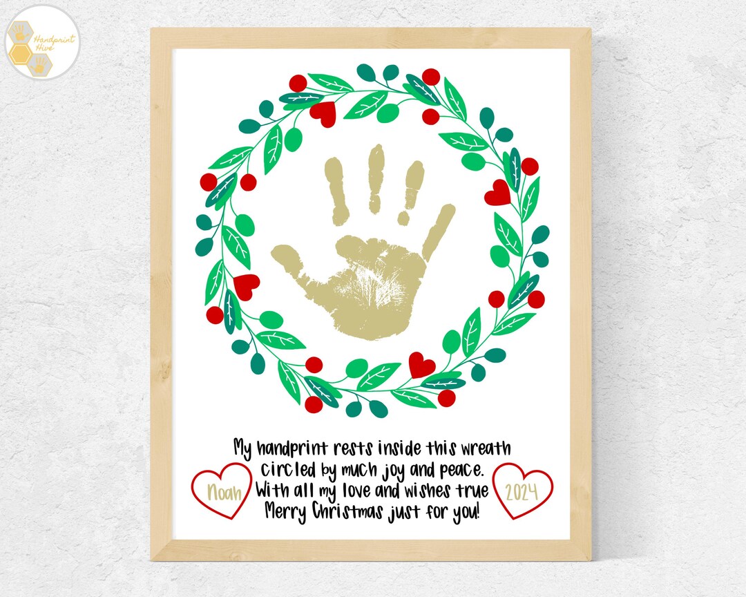Christmas Wreath Handprint Art Poem, Christmas Handprint Wreath Craft ...
