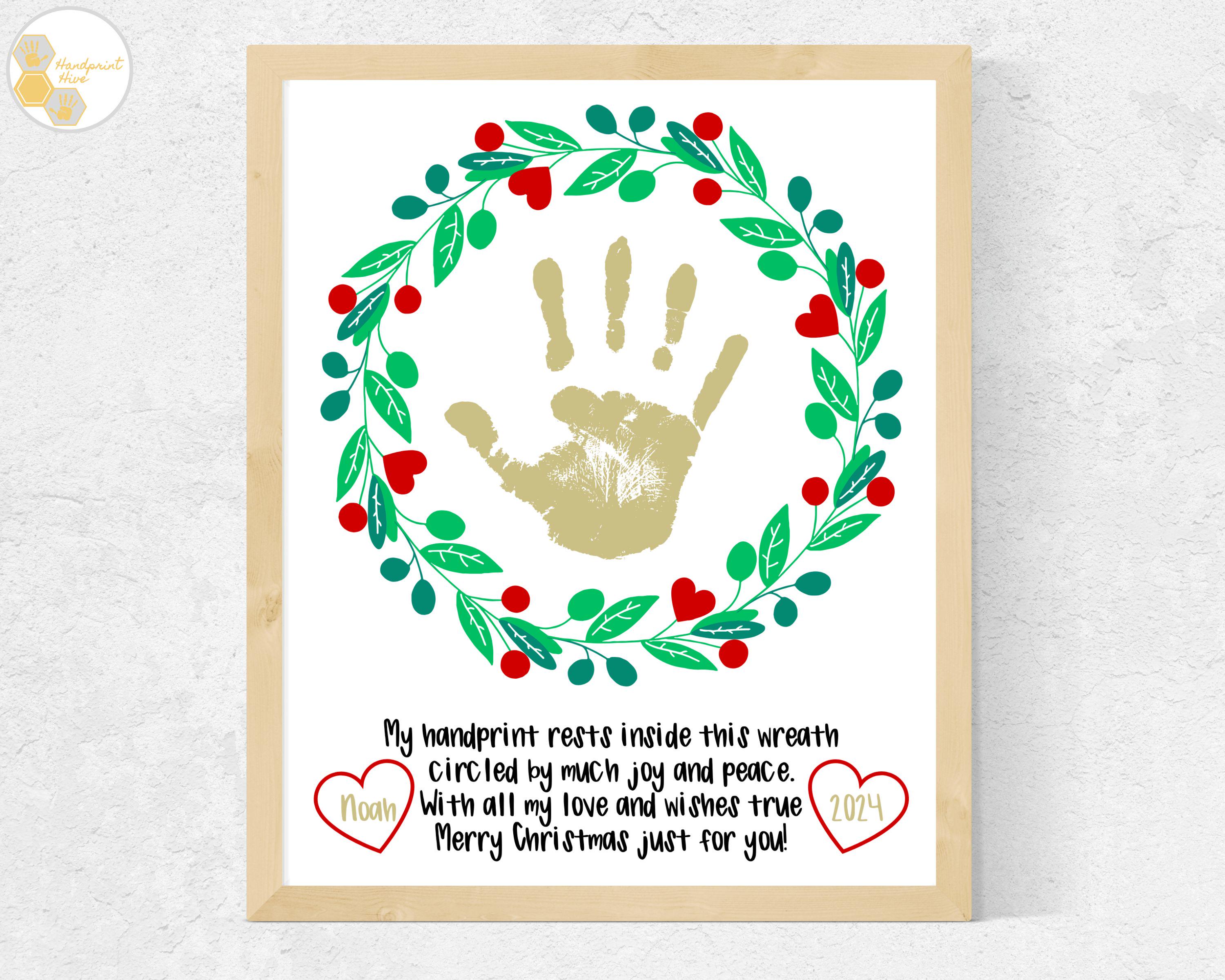 Christmas Wreath Handprint Art Poem, Christmas Handprint Wreath Craft ...