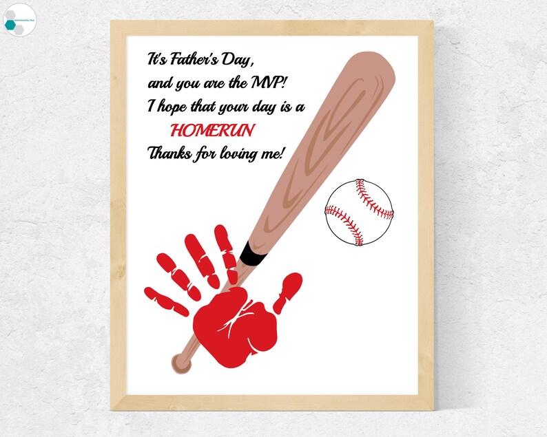 Baseball Father's Day Handprint Gift for Dad Grandpa, Baseball ...