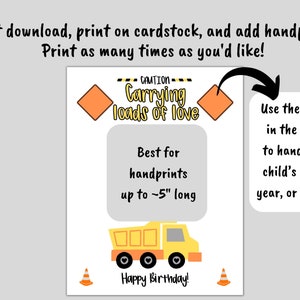 Construction Birthday Handprint Art Craft for Dad Grandpa Papa ...