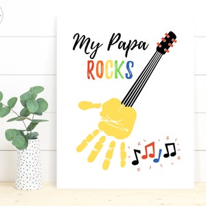My Papa Rocks Handprint Art Gift for Papa | Fathers Day Papa Gift From ...