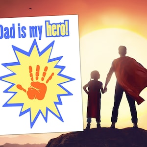 Hero Dad Handprint Father's Day Printable, Superhero Father's Day Gift ...