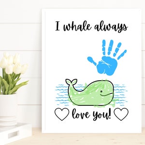 Whale Handprint Art for Mom | Printable Mom Gift From Baby Boy, Girl ...