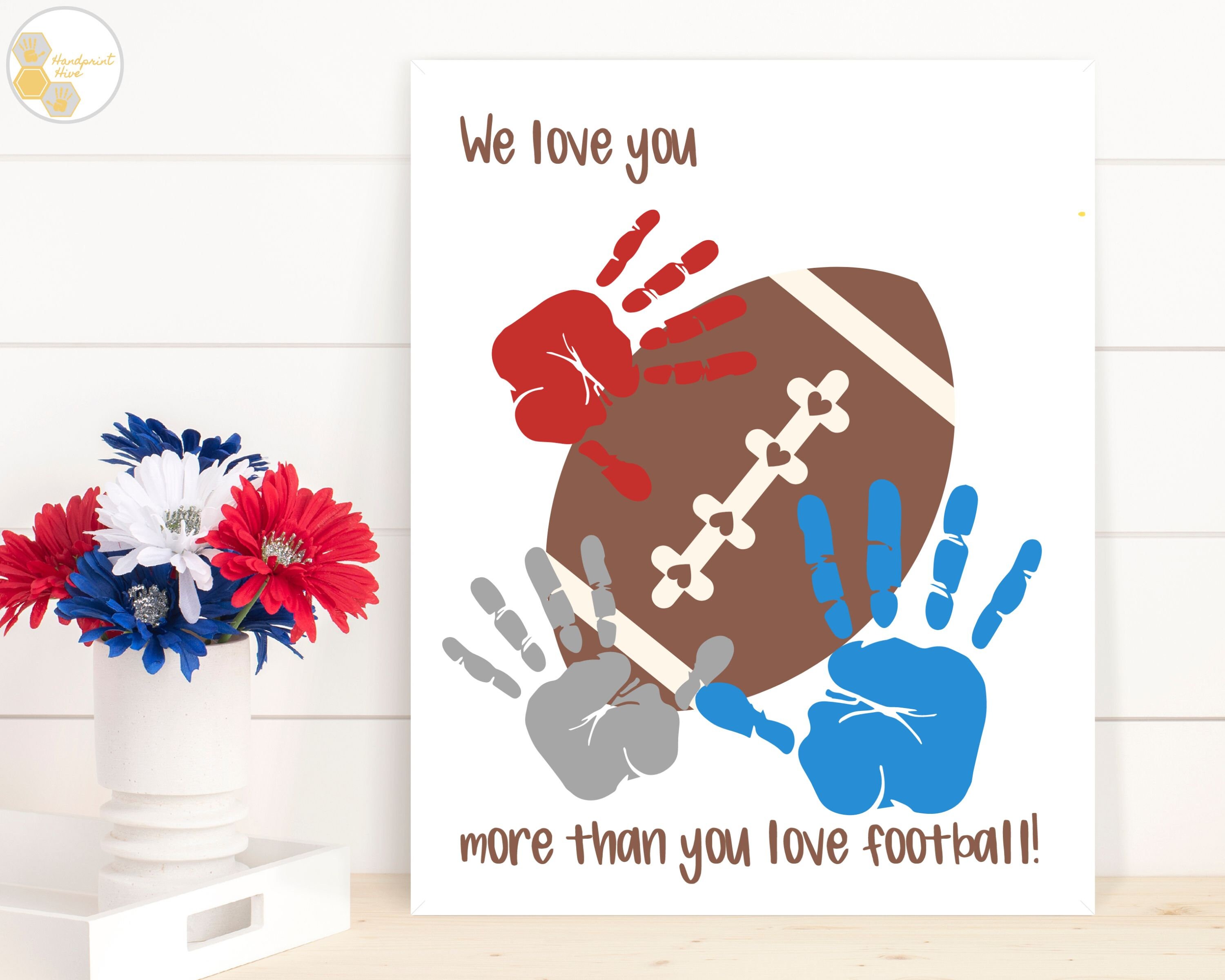 Football Dad Handprint Art Gift From Kids Baby Daughter Son, Football ...