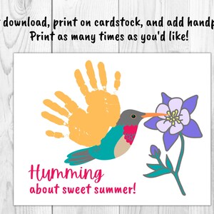 Summer Handprint Art, Hummingbird Summer Craft for Preschoolers ...