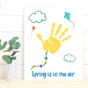 Kite Spring Handprint Art Craft, Spring is in the Air Handprint, Spring ...