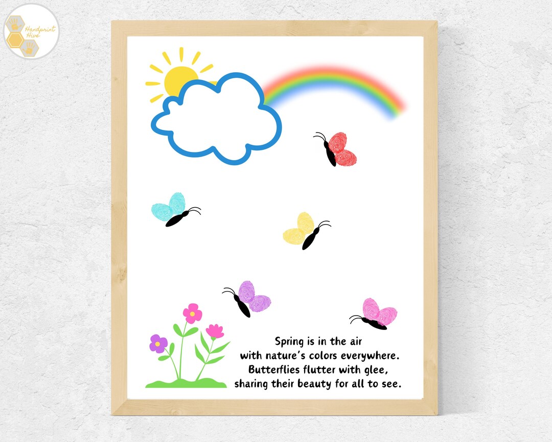 Fingerprint Butterfly Spring Craft for Preschool Toddlers Kids, Spring ...