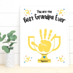 Grandpa Handprint Art Craft, Best Grandpa Ever Handprint Trophy Father ...