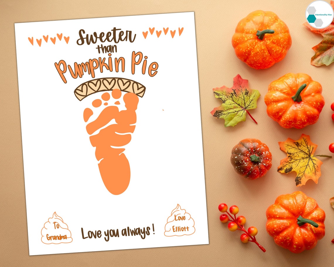 Pumpkin Pie Footprint Craft for Toddlers Baby Preschool, Fall Footprint ...