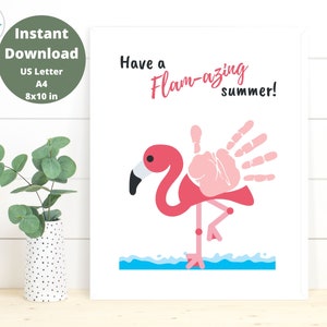 Flamingo Summer Handprint Craft for Toddlers / Baby / Kids | Preschool ...