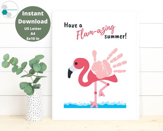 Flamingo Summer Handprint Craft for Toddlers / Baby / Kids - Etsy