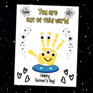 Space Alien Handprint Art Father's Day Craft UFO, Daddy Dad Handprint ...