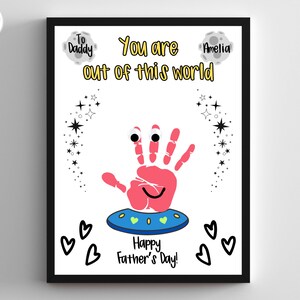 Space Alien Handprint Art Father's Day Craft UFO, Daddy Dad Handprint ...