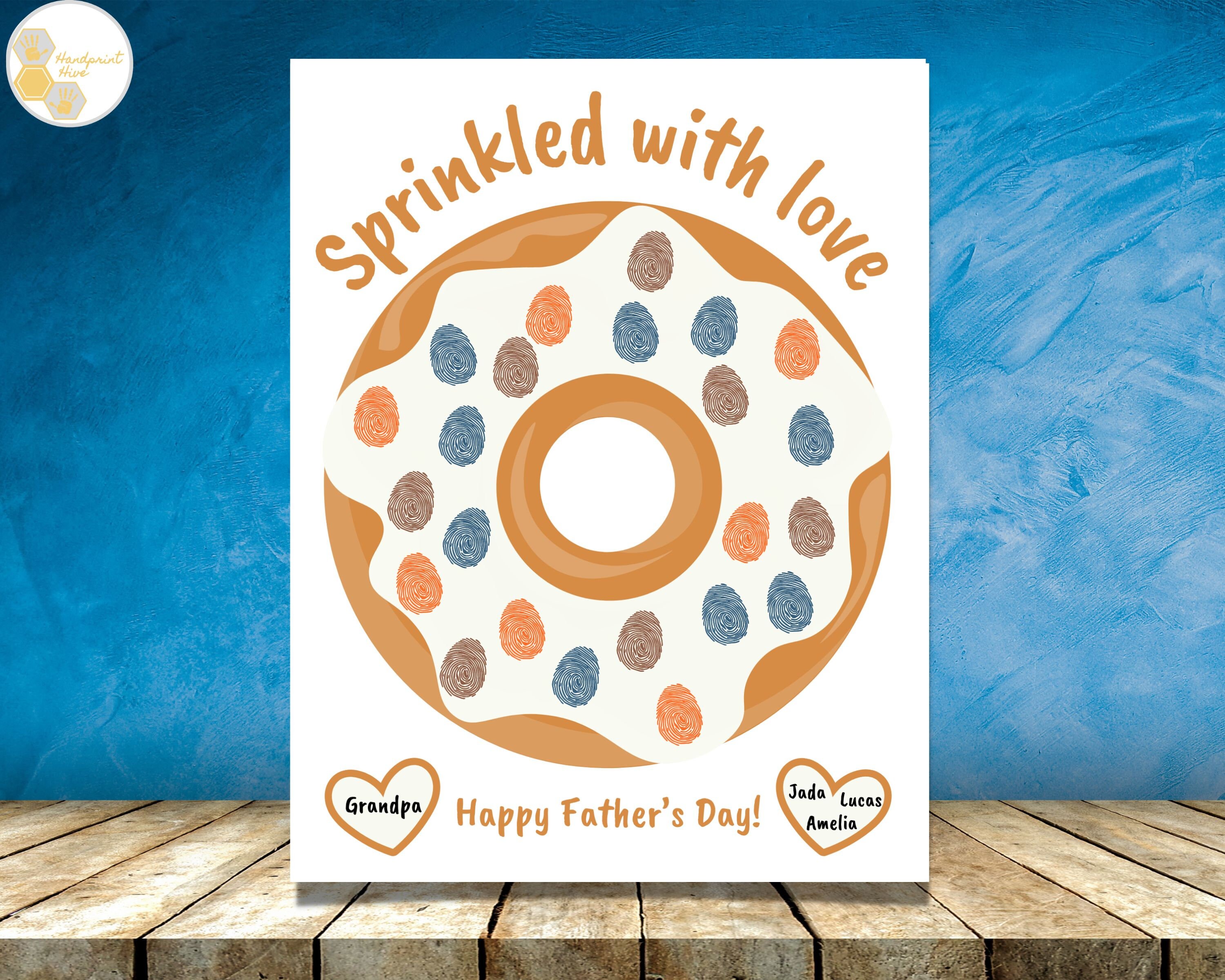 Donut Father's Day Fingerprint Craft, Dad Fingerprint Art Grandpa Gift ...