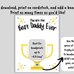 Best Daddy Ever Trophy Handprint Art, Dad Father's Day Handprint Trophy ...