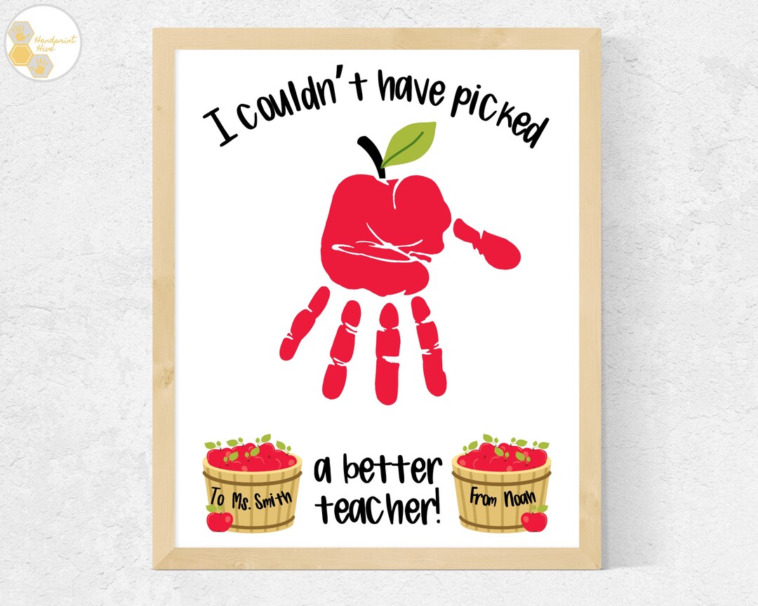 Teacher Handprint Art Apple Gift, Handprint Teacher Appreciation Card ...