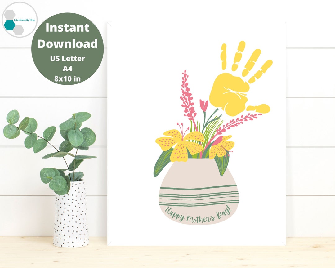 Happy Mother's Day Handprint Flowers Gift From Toddler - Etsy