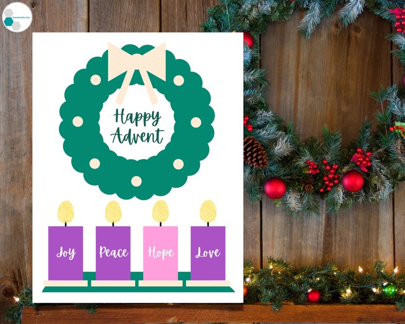 Printable Advent Craft for Kids, Fingerprint Advent Art for Toddler ...