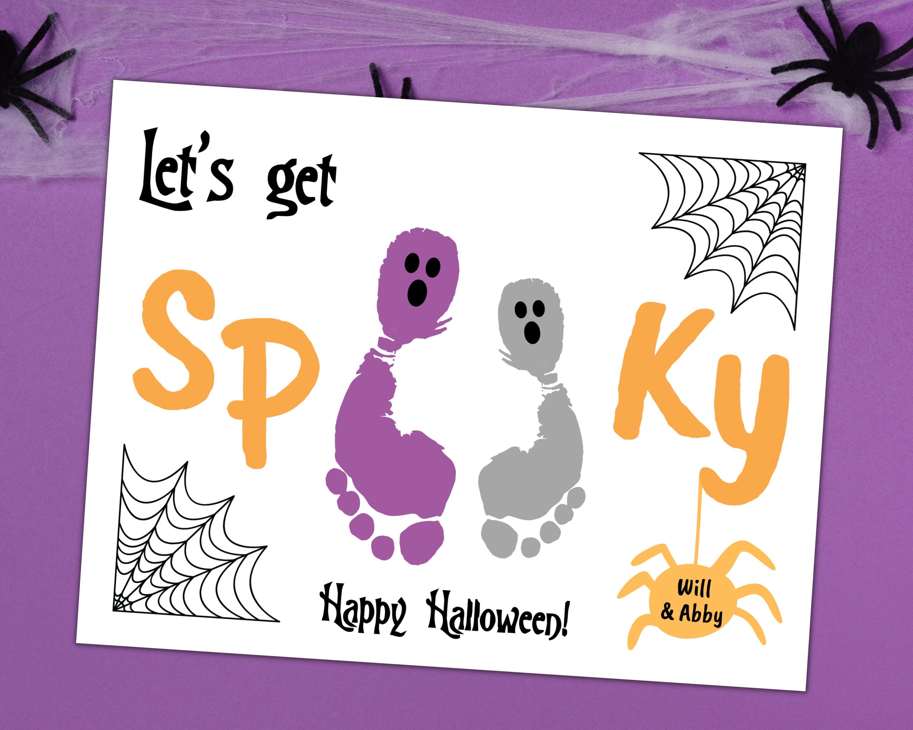 Spooky Halloween Footprint Art Craft Printable Footprint - Etsy