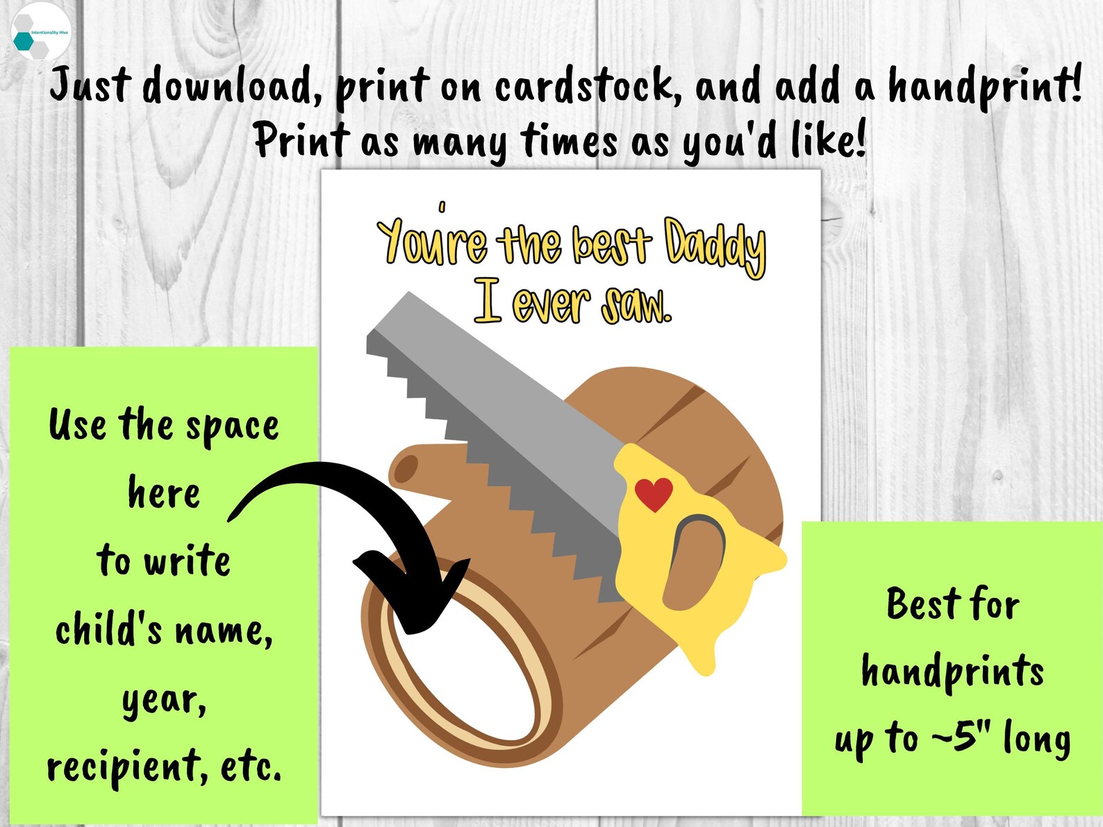 Saw Daddy Handprint Art Craft Printable, Best Dad Gift From Baby ...