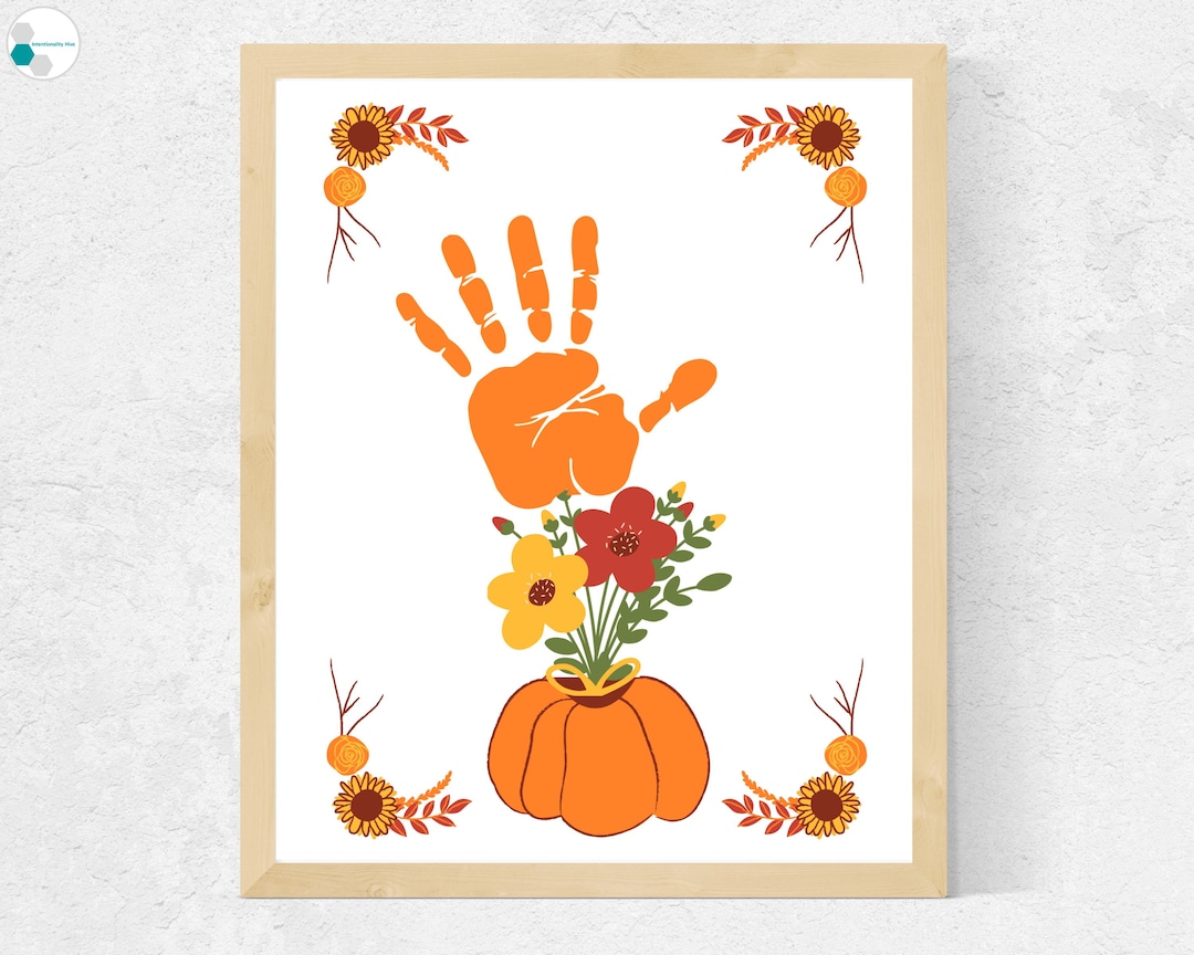 Fall Flower Handprint Art Craft, Fall Handprint Craft for Toddlers Baby ...