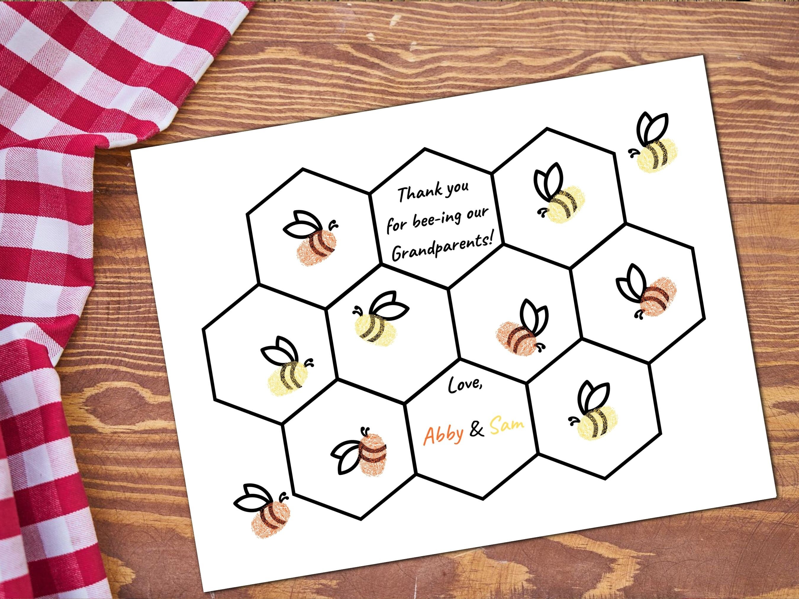 Bee Grandparents Day Craft for Kids / Siblings | Printable Fingerprint ...