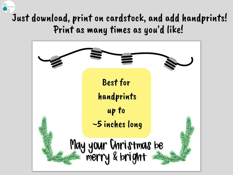 Christmas Lights Handprint Art Craft, Merry and Bright Handprint ...