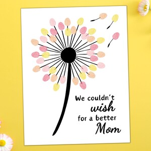 Mom Fingerprint Art Gift, Dandelion Mother's Day Craft, Personalized ...