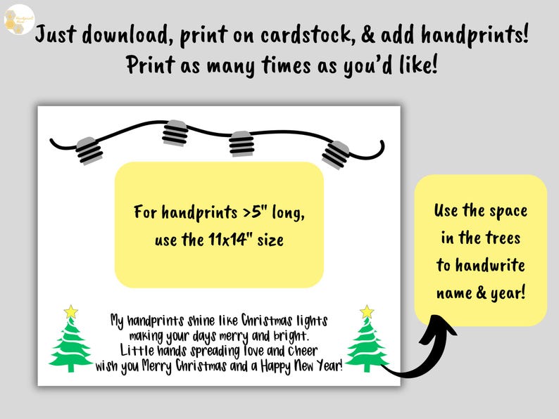 Christmas Lights Handprint Art Poem, Christmas Handprint Poem Gift ...