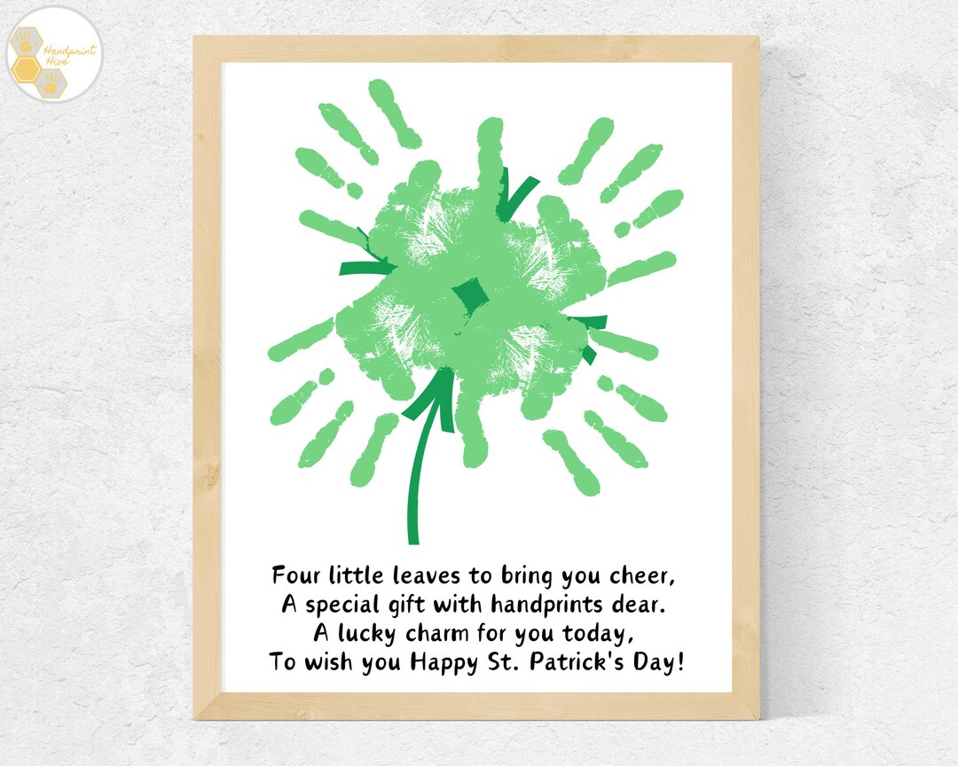 Clover St Patrick's Day Handprint Art Poem, Shamrock Handprint Craft ...