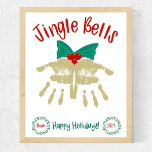 Holiday Jingle Bells Handprint Art Craft, Christmas Happy Holidays ...