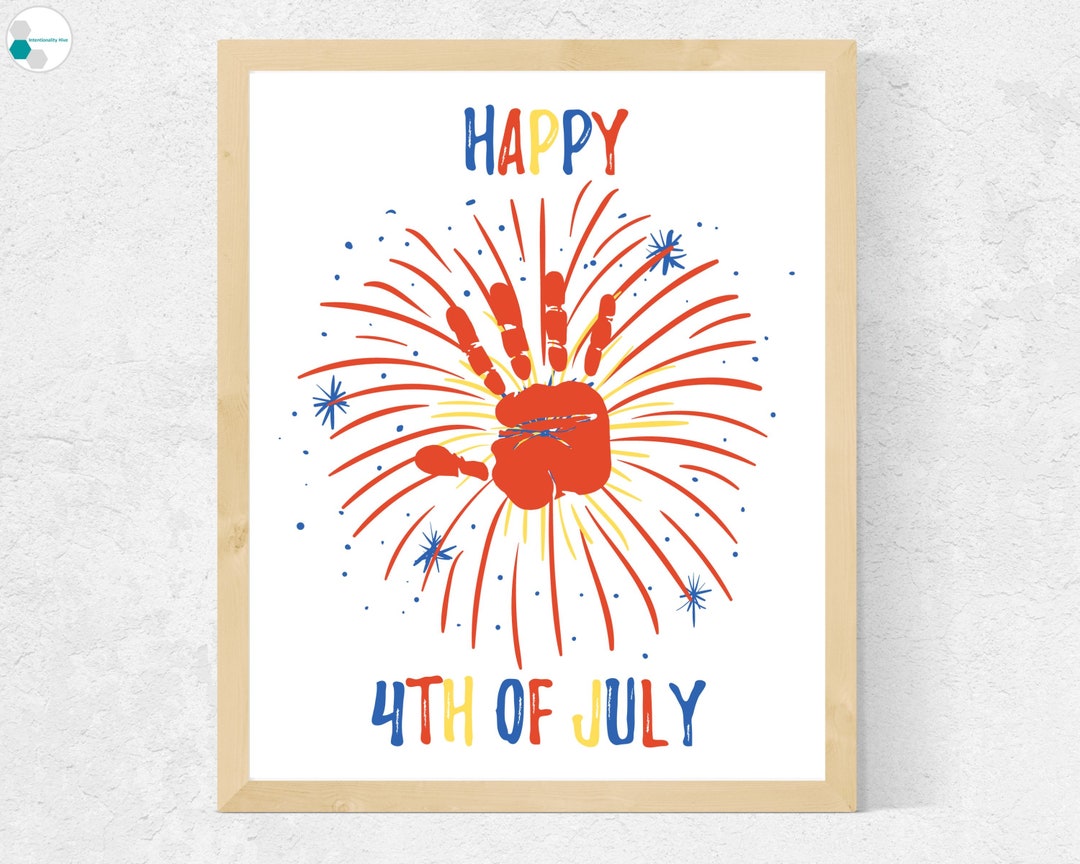 Happy 4th of July Fireworks Handprint Art | Printable Fourth of July ...
