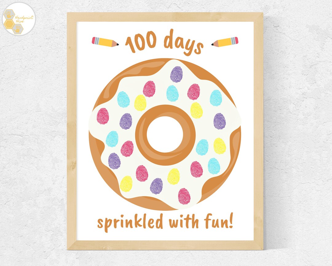 Fingerprint 100 Days of School Craft Activity, 100 Days Sprinkled With ...