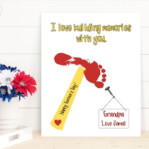 Hammer Father's Day Footprint Craft Printable, Footprint Father's Day ...