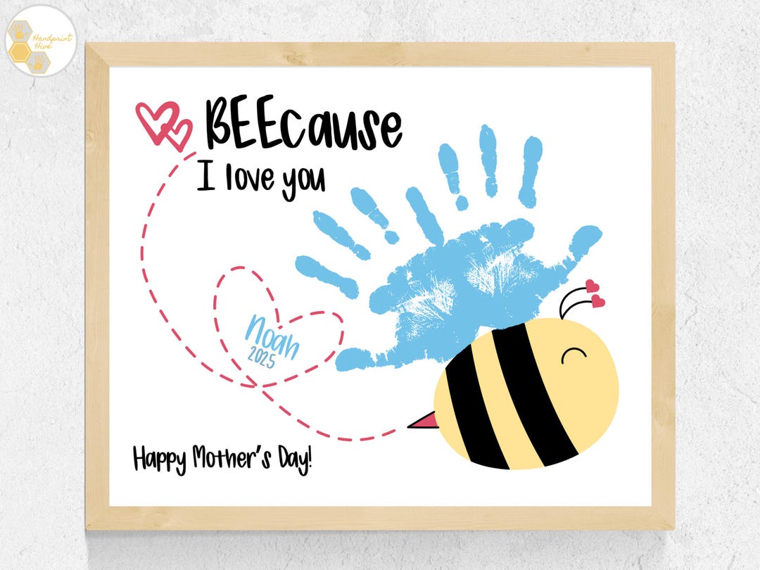 Bee Mother's Day Handprint Art Craft Printable, Handprint Mother's Day ...