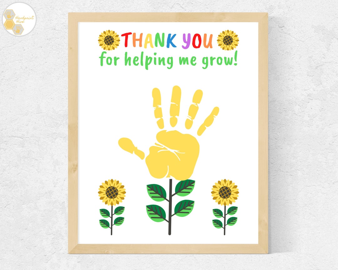 Preschool Teacher Handprint Art, Thank You Teacher Appreciation Gift ...