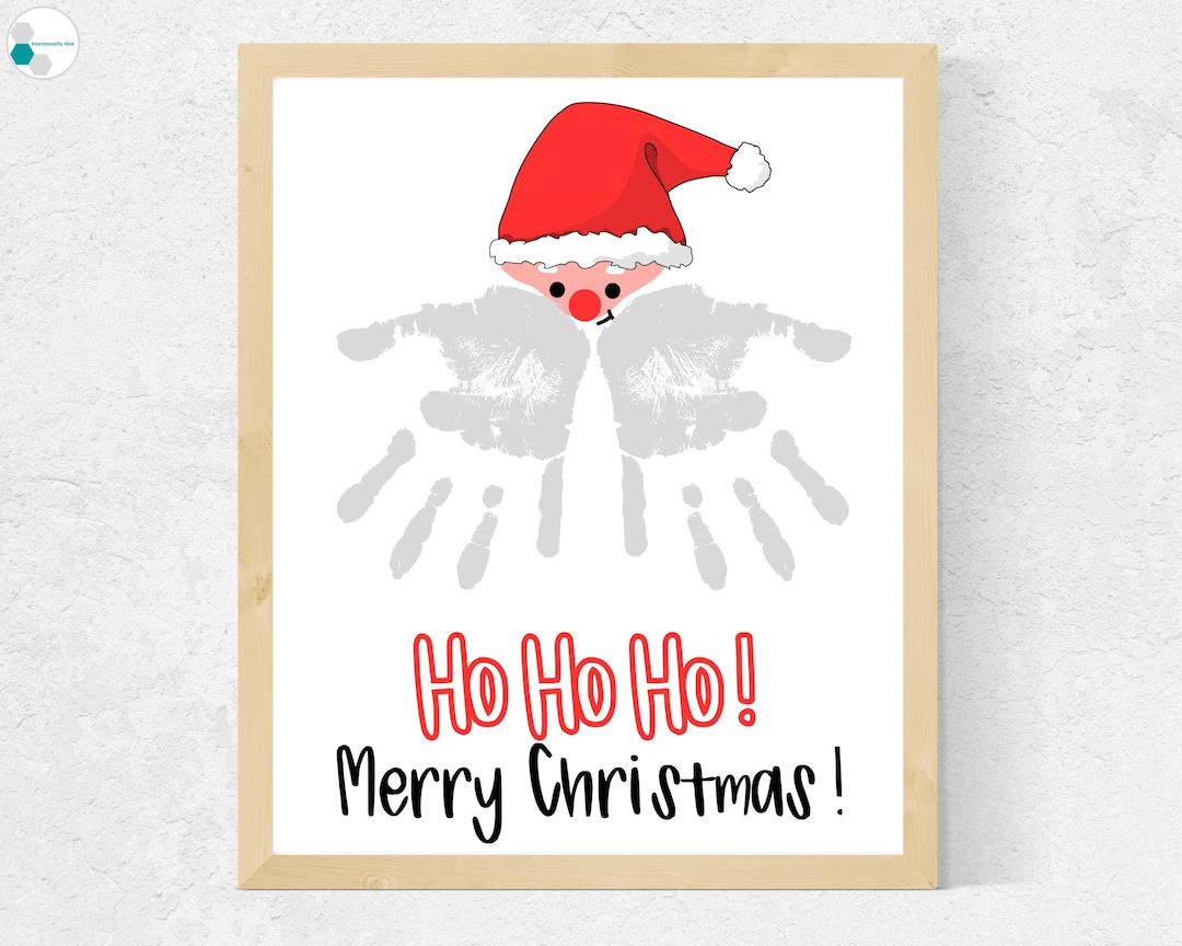 Santa Handprint Art Craft, Christmas Handprint Craft for Toddler Baby ...