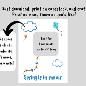 Kite Spring Handprint Art Craft, Spring is in the Air Handprint, Spring ...