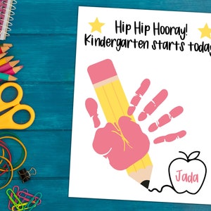 Handprint First Day of Kindergarten Craft, First Day Kindergarten ...