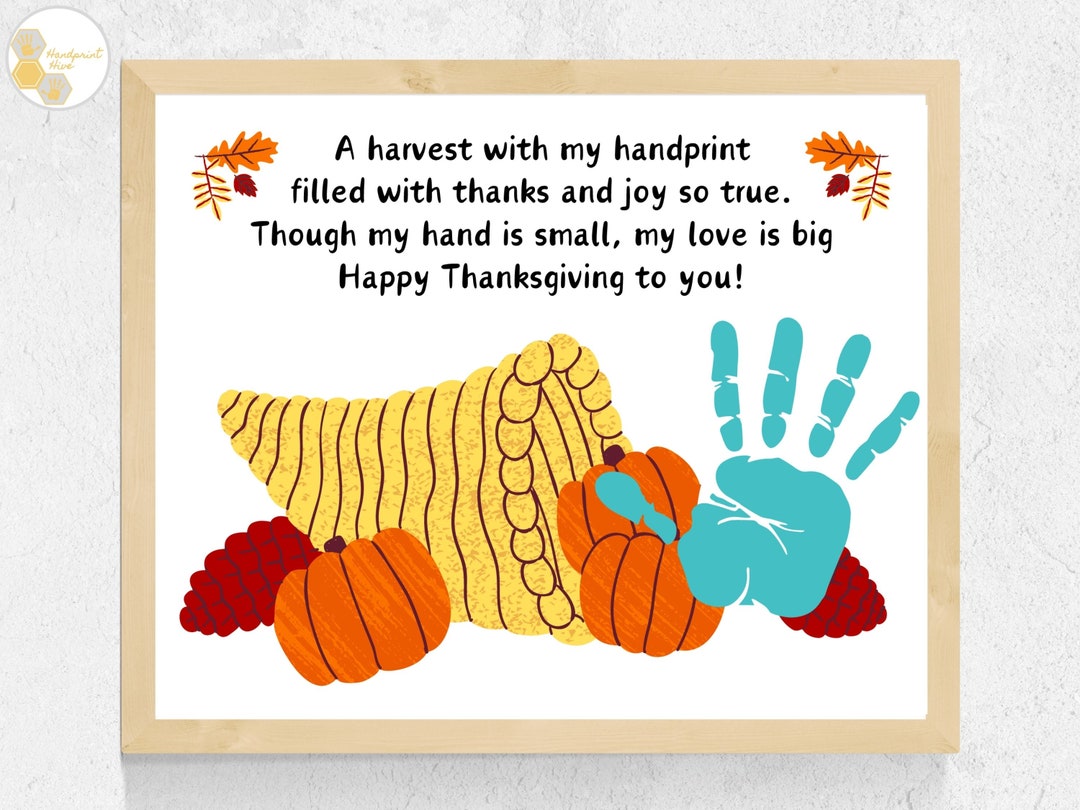 Cornucopia Thanksgiving Handprint Art Poem, Happy Thanksgiving ...