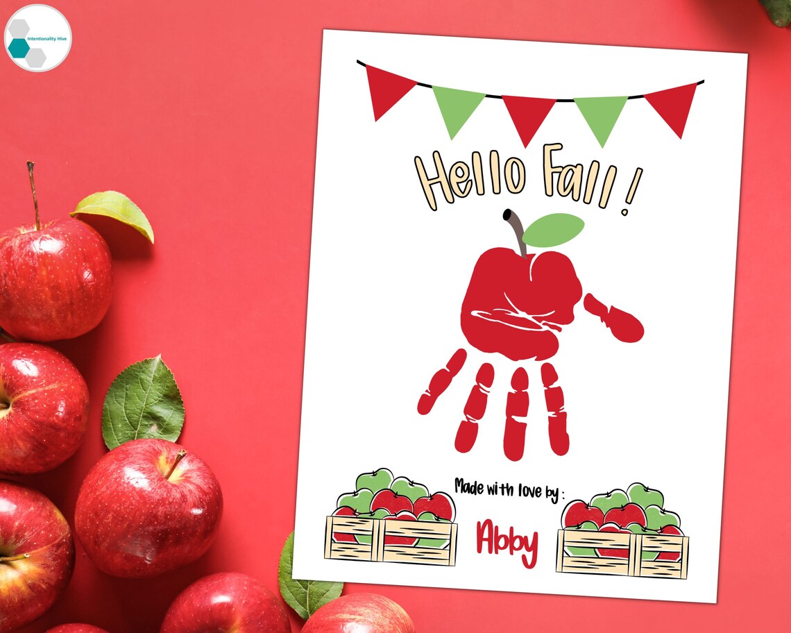 Fall Handprint Art Craft, Fall Apple Handprint Craft for Toddlers Baby ...