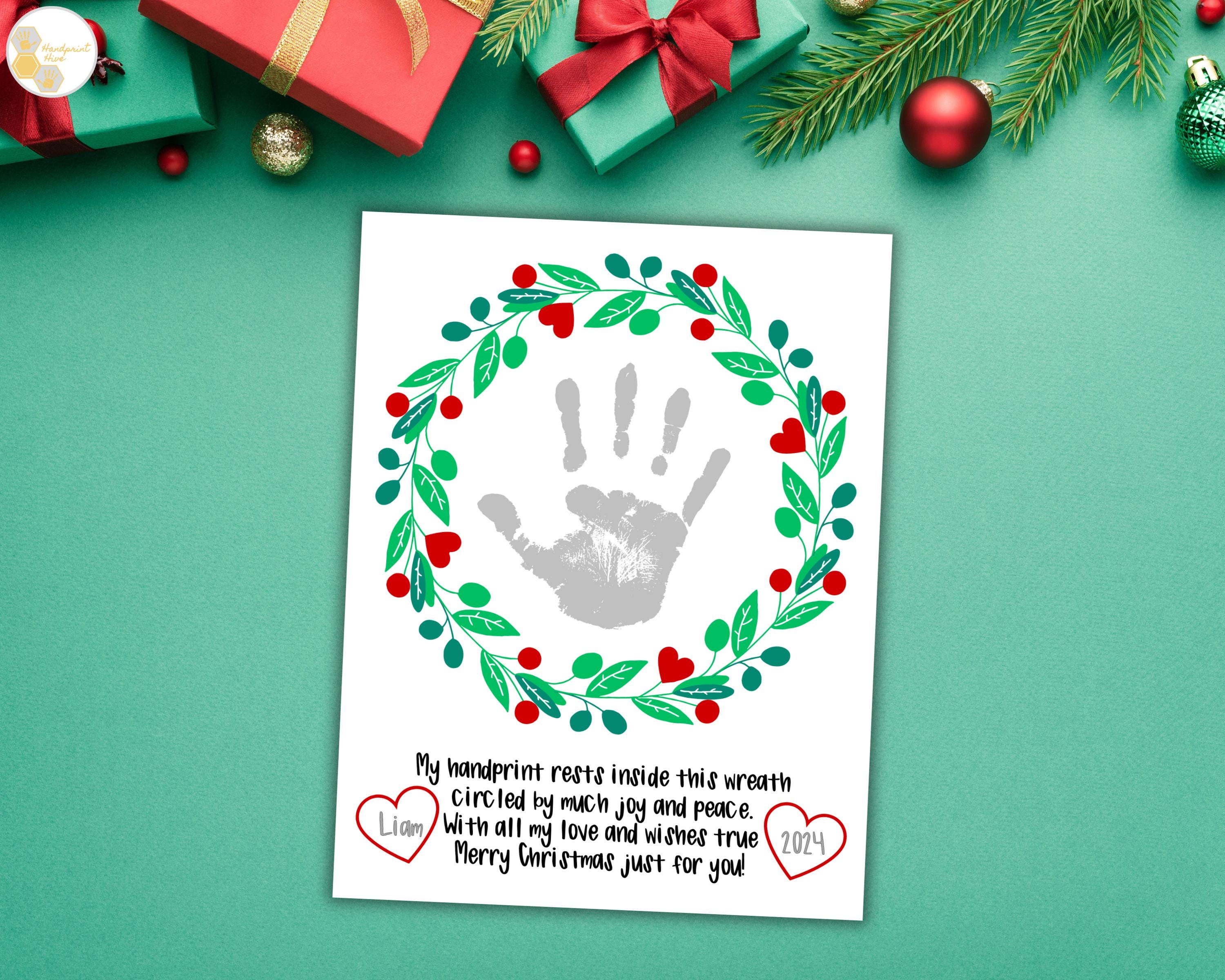 Christmas Wreath Handprint Art Poem, Christmas Handprint Wreath Craft ...