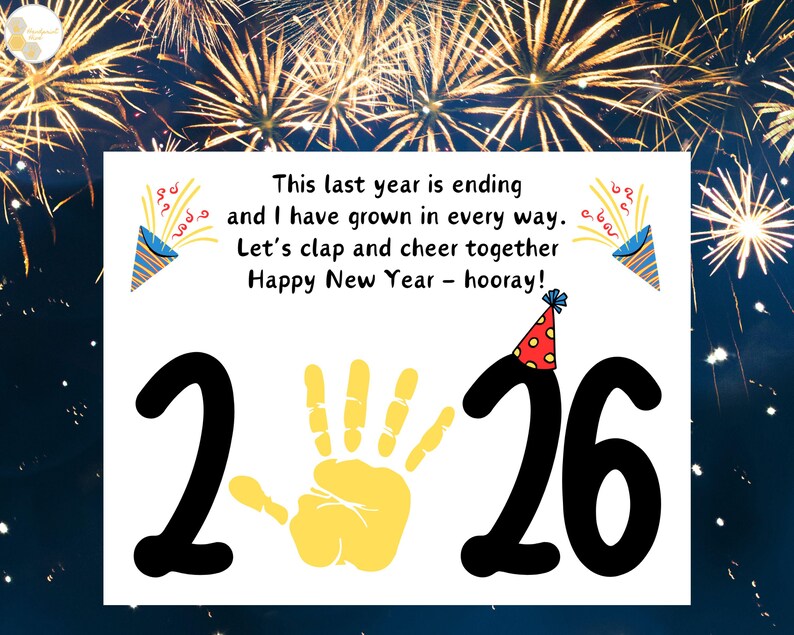 2026 New Years Handprint Art Poem, New Year Handprint Craft 2026 ...