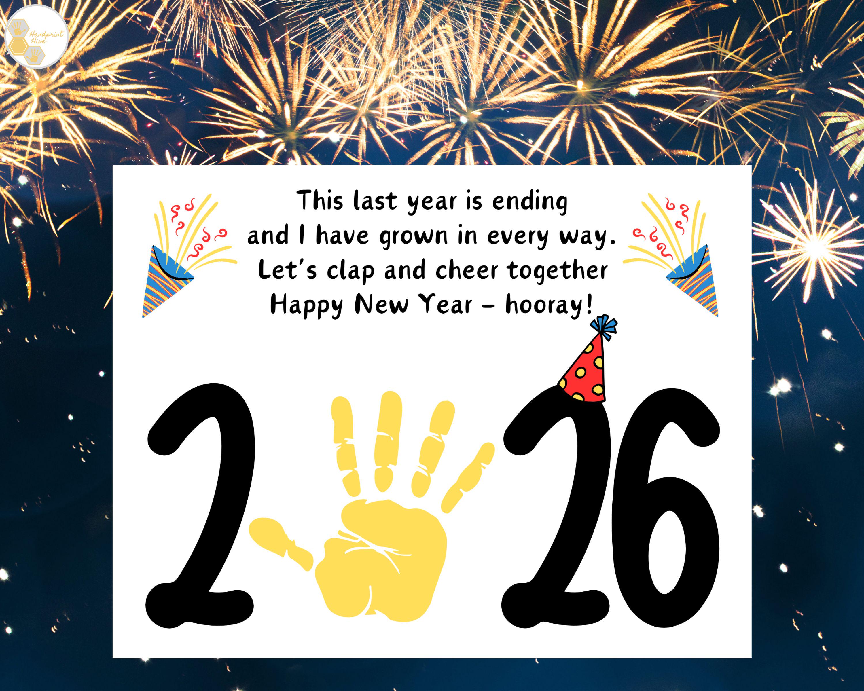 2026 New Years Handprint Art Poem, New Year Handprint Craft 2026 ...
