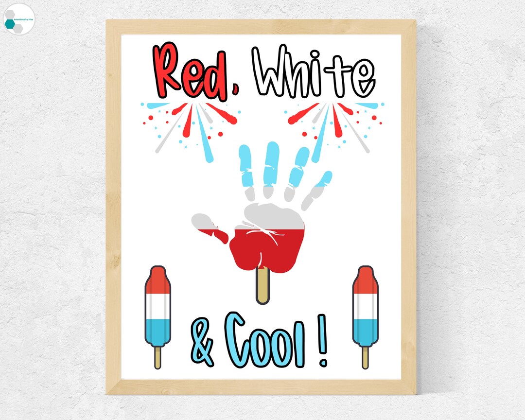 Popsicle July 4 Handprint Craft Printable, July 4th Handprint Art, Red ...