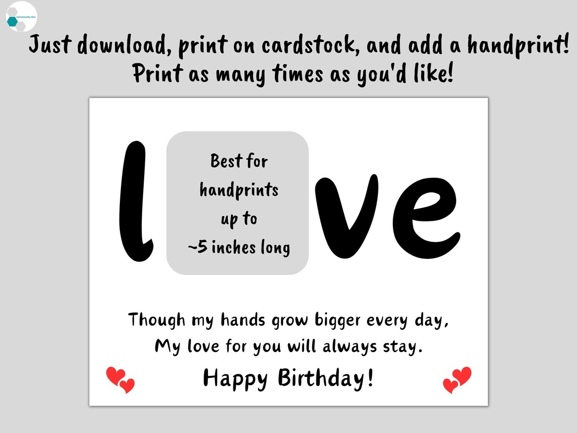 Love Birthday Handprint Art Craft, Birthday Handprint for Mom Grandma ...