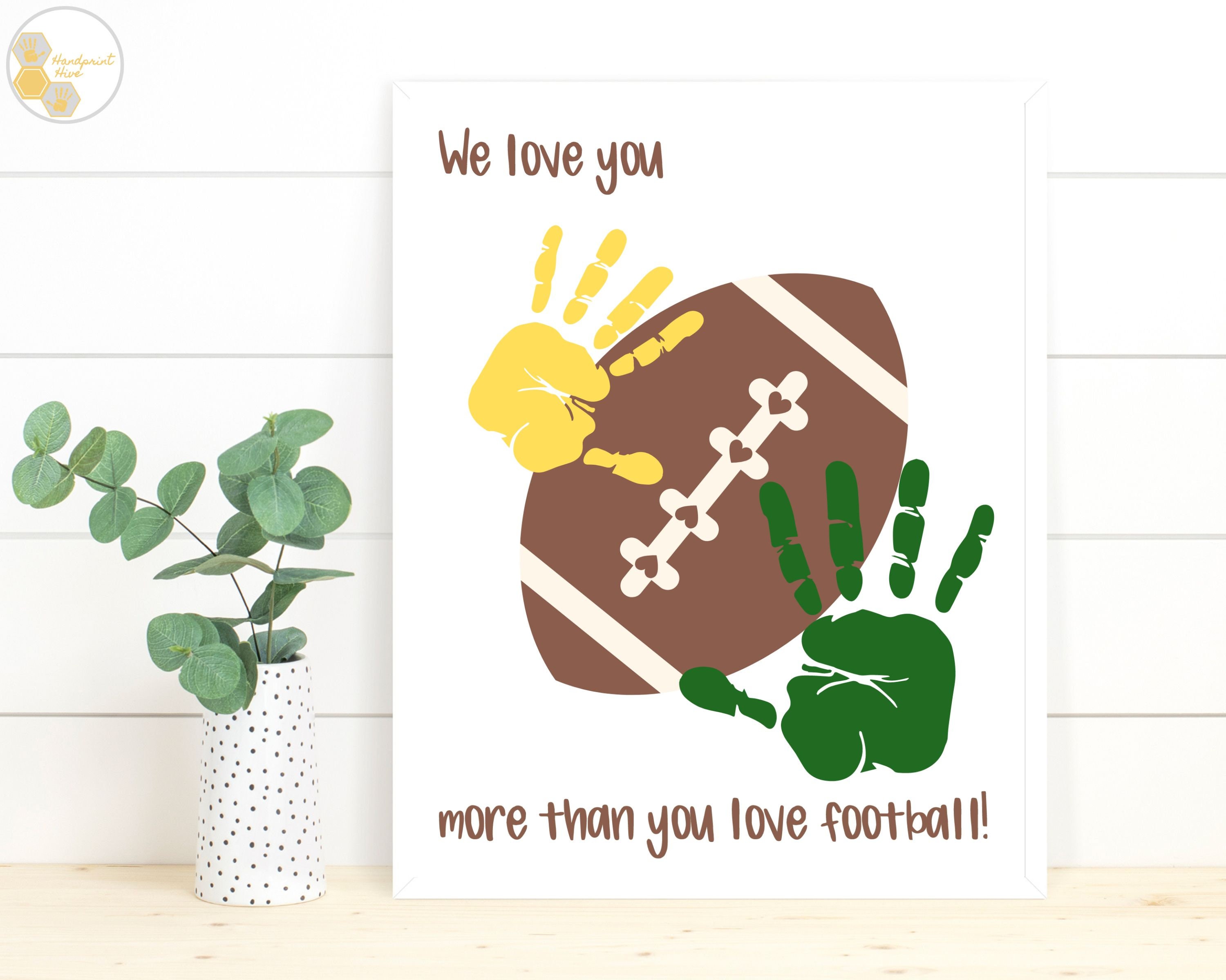 Football Dad Handprint Art Gift From Kids Baby Daughter Son, Football ...