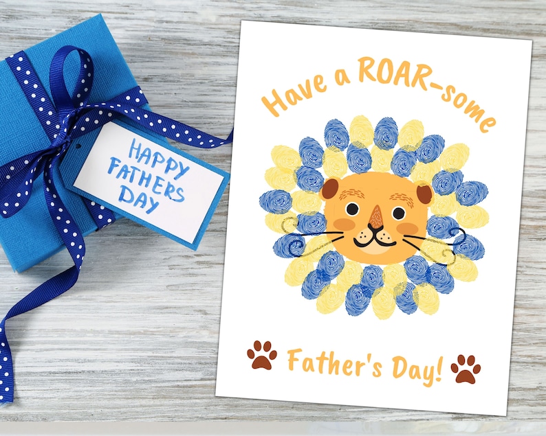Father's Day Fingerprint Craft for Kids, Toddlers, Preschool, Lion ...