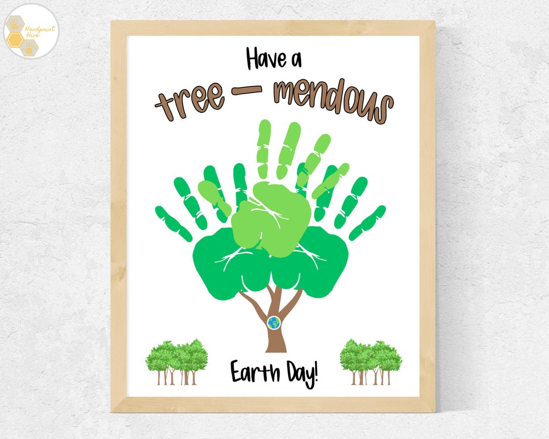 Earth Day Handprint Art Craft Printable, Happy Earth Day Craft for ...